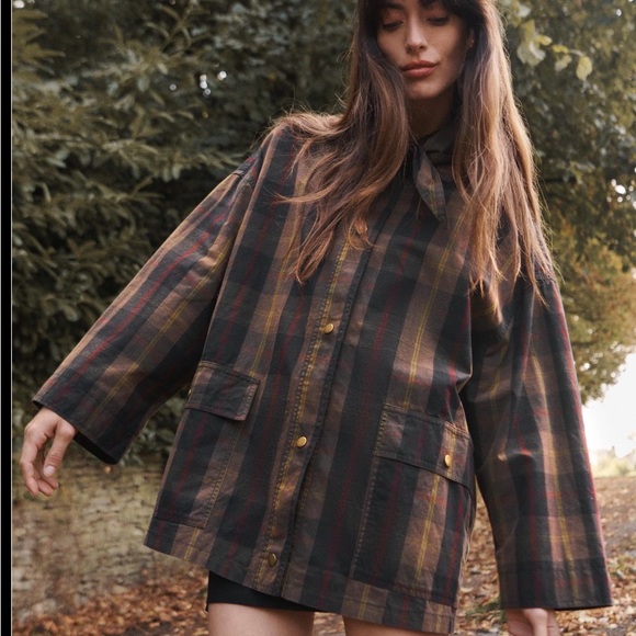 Zara | Jackets & Coats | Zara Plaid Wax Jacket Ml | Poshmark